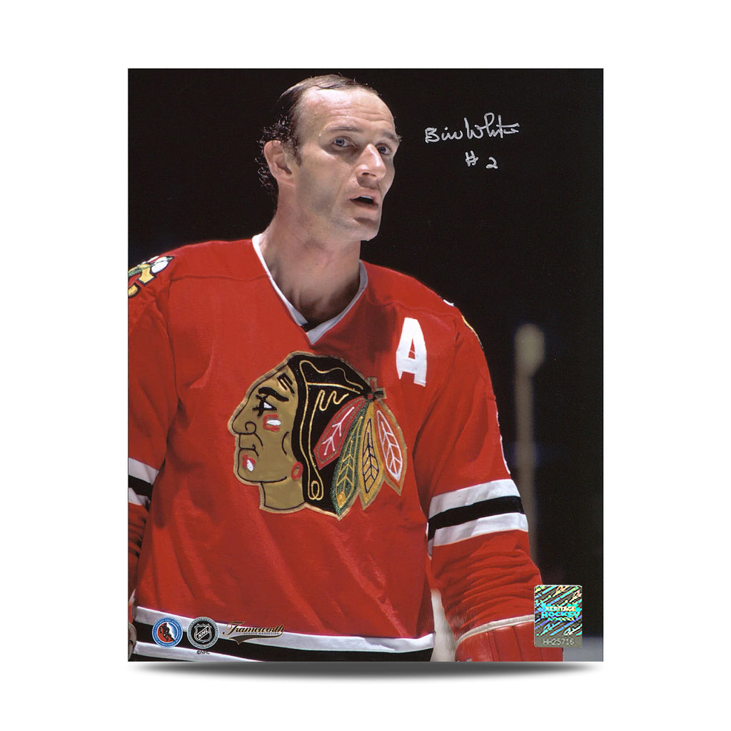 Bill White Signed Chicago Blackhawks Close-Up 8X10 Photo | Heritage Hockey™
